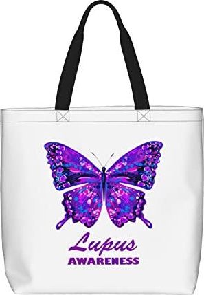 Generic Sac Fourre-Tout Mois De Sensibilisation Au Lupus Sac &Agrave; Provisions Avec Poign&eacute;es Personnaliser Sacs &Agrave; Main, Pour Shopping, Tous Les Jours, Femmes, &Eacute;col