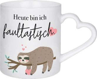 artboxONE Herztasse Heute Bin ich faultastisch von Visual Statements - Herztasse Typografie