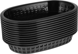 Yardwe Lot de 12 paniers ovales pour restauration rapide, pour hamburgers, frites, sandwichs et frites (noir), 6LV09W724CRES3816I2