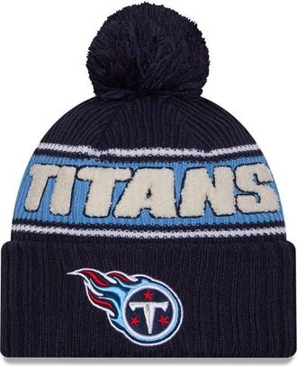 New Era Tennessee Titans NFL 2024 Sideline Sport Knit Blau Bommelmütze - One-Size