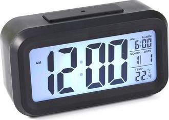 ZJchao Digitaler Alarm, digital, LED, mit Lichtsensor, Zeit, Datum und Temperatur, Schwarz