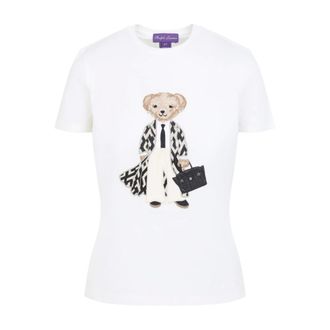 Ralph Lauren Femme, Tops, Beige, Taille: 38 FR Polo Bear Cotton T-shirt