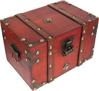Cabilock Vintage Holzkiste mit Schloss Gro&szlig;e Holztruhe f&uuml;r Schmuck und Haushaltsgegenst&auml;nde Rustikales Design Aufbewahrungsbox f&uuml;r Desktop und Reise Holzbox mi