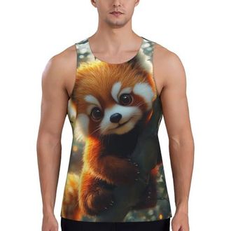 Generic D&eacute;bardeur respirant &agrave; s&eacute;chage rapide sans manches pour homme pour entra&icirc;nement &agrave; la plage S &agrave; 4XL, Panda rouge mignon 5, 4XL