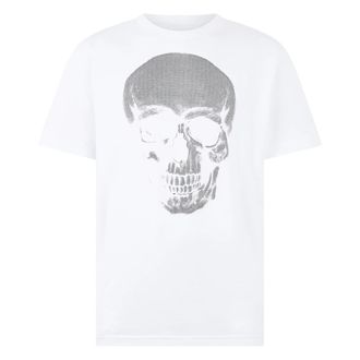 Philipp Plein Rundhals-T-Shirt Skull Strass - - Tops - Herren - Wei&szlig; - L