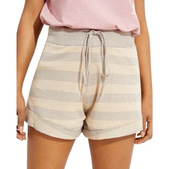 One Teaspoon Gestreifte Strickshorts New Mexico - - Shorts - Damen - Beige - XS