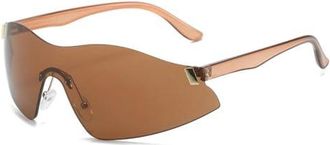 Generic Lunettes de soleil tendance sans monture pour femmes hommes vintage luxe plein air sports cyclisme lunettes de soleil UV400, Marron marron, Taille uni