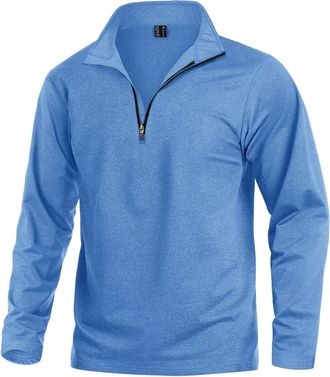 KEFITEVD Wanderpullover Herren Atmungsaktiv Fleece Langarmshirt Sport Shirt Winter Ski Shirt Laufoberteil Stehkragen Fahrrad Pullover Lauf Bekleidung Männer He