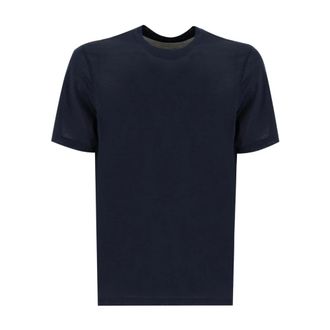 Brunello Cucinelli Seiden-Baumwoll-T-Shirt Comfort Fit - - Tops - Herren - Blau - XS