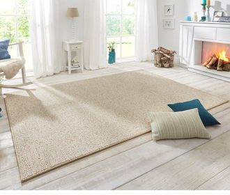 BT Carpet Wolly Teppich - Wohnzimmerteppich Flachgewebe Kurzflor Woll-Optik Wolle Skandi-Look Esszimmer, Wohnzimmer, Kinderzimmer, Schlafzimmer - Creme, 100x140
