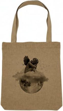Fabulous Sac Shopping Tote Bag Aspect Lin - Ange de la Lune Collage Art Surr&eacute;alisme Sculpture - Sac de Courses Toile Epaisse 360g Beige Naturel Cabas Port&eacute; Epa