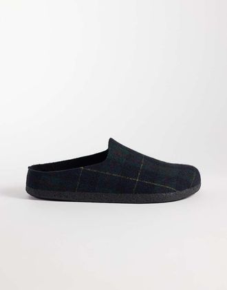 Birkenstock Amsterdam mules &agrave; carreaux vert et bleu marine