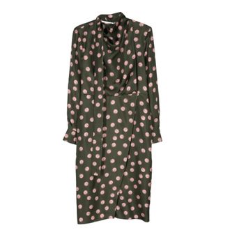 Fendi Seidenkleid mit Polka-Dot-Muster und hohem Kragen - - Dresses - Damen - Gr&uuml;n - S