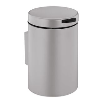 Relaxdays Kosmetikeimer Wandmontage, 3 l, Absenkautomatik, Inneneimer, Edelstahl, runder Badezimmer Mülleimer, beige