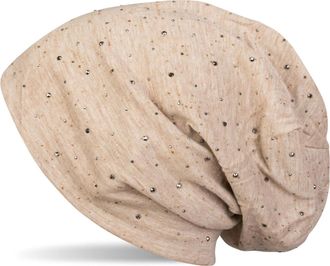 styleBREAKER M&uuml;tze Beanie mit Strass Nieten Applikation