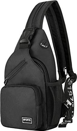 Generic Sac à dos de poitrine de grande capacité pour femme, sac à bandoulière décontracté, sac à bandoulière polyvalent, sac à main avec compartiment, Noir, 