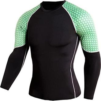 Generic Haut de bodybuilding à manches longues pour homme, vêtement de sport dentraînement à évacuation de lhumidité, Vert, XL