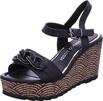 Marco Tozzi Damen Sandalen mit Keilabsatz mit Verstellbarem Riemen Vegan, Schwarz (Schwarz), 39 EU