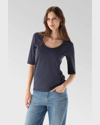 van Laack T-Shirt mit weitem Ausschnitt aus Jersey