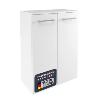 Fackelmann Verona H&auml;ngender Doppel Midischrank - Premium Badm&ouml;bel Made in Germany - Wei&szlig;-Hochglanz - 60,2 x 82,6 x 32 cm - Inklusive Schublade zum Ausziehen