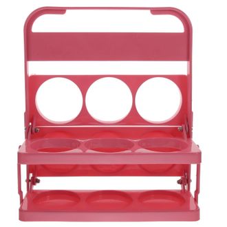 NUOBESTY DEARMAMY Tragbarer Bierflaschenhalter Faltbar 6 Flaschen Bierregal aus Kunststoff Rosa Multifunktionaler Flaschenst&auml;nder f&uuml;r Outdoor Grill und Party