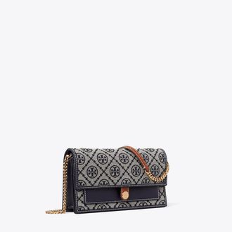 Tory Burch Geldb&ouml;rse mit T-Monogramm und Kette
