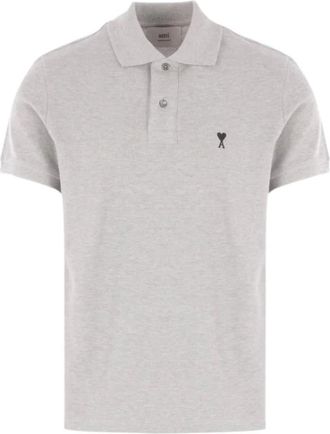 Ami Homme, Tops, Gris, Taille: XS Polo &agrave; Manches Courtes Ami De Coeur Contrast&eacute;