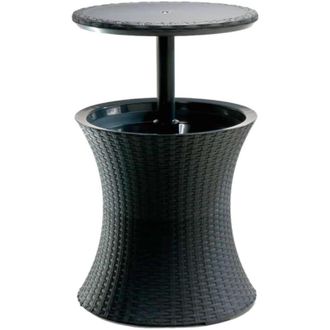Keter Cool bar rotin Glaci&egrave;re, avec table r&eacute;tractable, 57x 50 x 50 cm 30L, Anthracite (230903) - Keter
