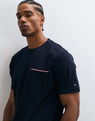 Tommy Hilfiger Piqu&eacute;-T-Shirt in Marineblau