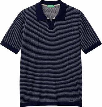 Benetton Herren Maglia Polo M/M 1094k301j Polohemd, blau, Medium