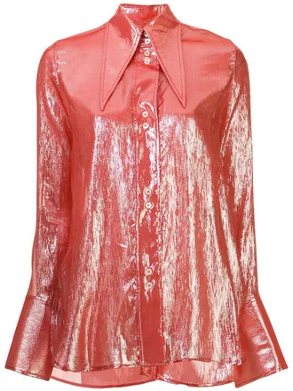 Ellery chemise m&eacute;tallis&eacute;e &agrave; col pointue - Rouge
