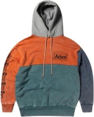 Aries Homme, Sweatshirts et sweats &agrave; capuche, Bleu, Taille: M OD Colourblock Temple Sweat &agrave; capuche