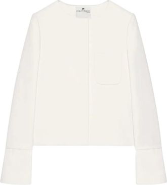Courr&egrave;ges Veste Tailleur Satin&eacute;e - Femme - Vestes - Blanc - Taille: 36 FR
