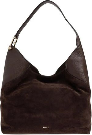 Furla Hobo Bags - Slouchy Leather Shoulder Bag With Gold Accents - Gr. unisize - in Schwarz - f&uuml;r Damen