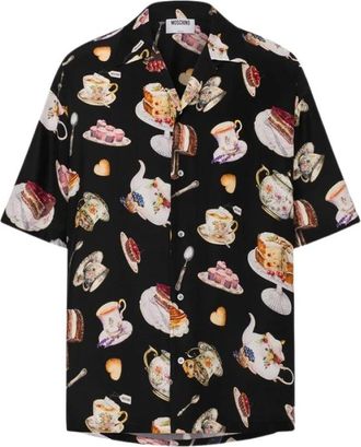 Moschino Homme, Chemises, Multicolore, Taille: XS Chemise en satin de soie imprim&eacute;