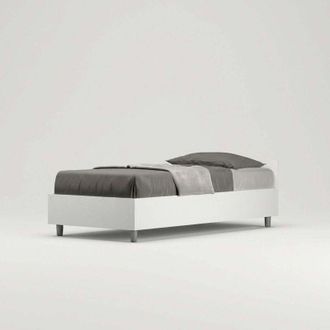 ITYhome Einzelbett mit Stauraum 80x190 in Wei&szlig;holz Nuamo