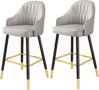 Generic Barhocker in Tresenh&ouml;he, Barhocker im Mid-Century-Stil mit R&uuml;ckenlehne und Bezug aus PU-Leder, Barhocker f&uuml;r das Wohnzimmer