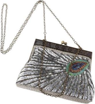 Beaupretty Sac de Soirée Vintage Perles et Sequins Motif Plume Pochette Élégante pour Mariage et Cocktail Sac à Main Compact pour Femme Accessoire Formel pour Cé