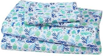 Beatrice Home Fashions Mikrofaser-Bettwäsche-Set mit Küstenmuster, weich, bequem, 30,5 cm Tiefe Taschen, Queen-Size-Bett, Clearwater Aqua