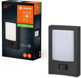 Ledvance ENDURA STYLE ENTRANCE Außenbeleuchtung, 13W, 900lm, Eingangsleuchte, dunkelgrau, Bewegungsmelder, Tageslichtsensor, IP44 Schutzklasse, 3.000K Farbtemp