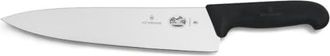 Victorinox by Swiss Army Fibrox Couteau de chef, Large couteau universel pour viande, poisson, l&eacute;gumes et herbes, 25 cm, Lame lisse, Tranchant, Inox, Noir