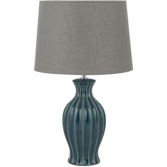 Beliani Lampe &agrave; Poser D&eacute;co en C&eacute;ramique et Tissu Vert Fonc&eacute; E27 Max 40W &Eacute;clairage &Eacute;l&eacute;gant pour Chambre ou Salon Traditionnel au Style Intemporel Beliani