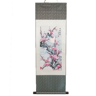 La Chineuse Pflaumenblüten-Kakemono - Wandteppich - Japanische Dekoration zum Aufhängen - 120 x 38 cm - Symbol der Hoffnung - Japanisches Druckgemälde - Farbe Gra