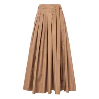 Max Mara Femme, Jupes, Brun, Taille: 36 FR Gea Pleated Taffeta Maxi Skirt