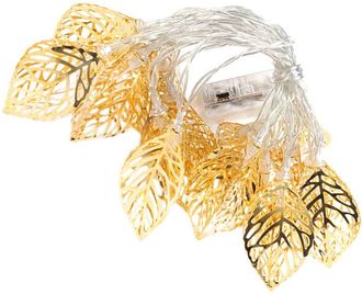 SOLUSTRE Gold Blätter Lichterketten Eisen Metall Hohlblatt Girlande mit Lichterketten Warmweiß LED Lichter Pflanzen Reben für Valentinstag Hochzeit Geburtstag 