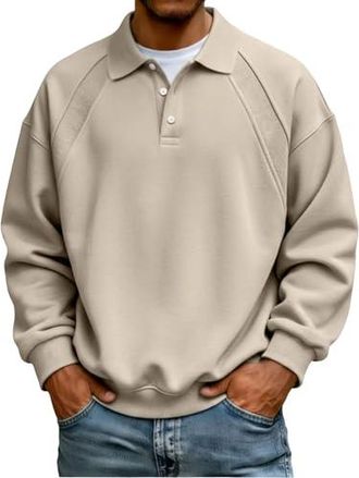 Generic Sweat-shirt &agrave; demi-fermeture &eacute;clair pour homme - Couleur unie - Manches longues - Col &agrave; revers - Coupe d&eacute;contract&eacute;e - Confortable - V&ecirc;tements de sport