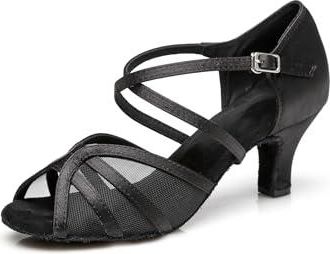MGM-Joymod Chaussures de Danse Latine Moderne en Maille &agrave; Paillettes pour Femme,L359 Noir de 6cm Talon,41 EU