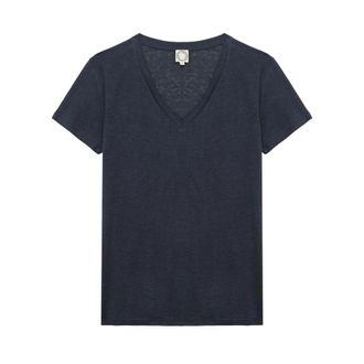 Ines De La Fressange Femme, Tops, Bleu, Taille: 38 FR Apolline linen T-shirt