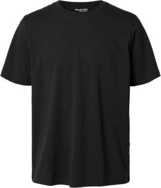 Selected SELETED HOMME Slhaspen Slub SS O-Neck T-Shirt Noos, Noir, XL