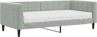 vidaXL Tagesbett mit Matratze Hellgrau 90x190 cm Samt Vidaxl